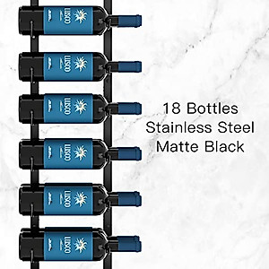 CharaVector Stainless Steel Wine Rack Wall Mounted 18 Bottles, Industrial Wall Wine Rack, Matte Black Hanging Wine Rack, Wall-Mounted Wine Racks for Red, White and Champagne, Home and Kitchen Decor…