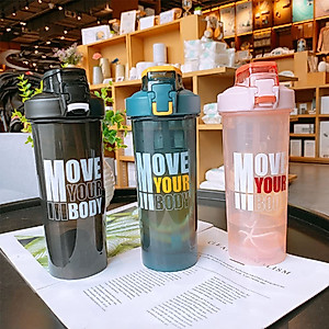 JRKJ Protein Shaker Bottles,Fitness Shake Cups Stirring Balls Sports Cups Protein Powder Shaker Cups Portable Large Capacity Straw Plastic Cups,The latest Stylish sports water cup, Pink