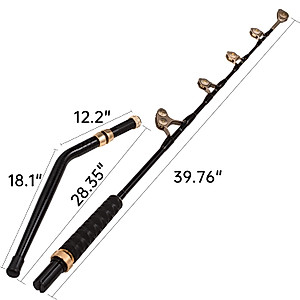 BERRYPRO Bent/Straight Butt Trolling Rod 1-Piece / 2-Piece Saltwater Offshore Fishing Rod Big Game Roller Rod Conventional Boat Fishing Pole (Bent Butt - Roller Guide - Length 5'6''-2pc (80-150lbs))