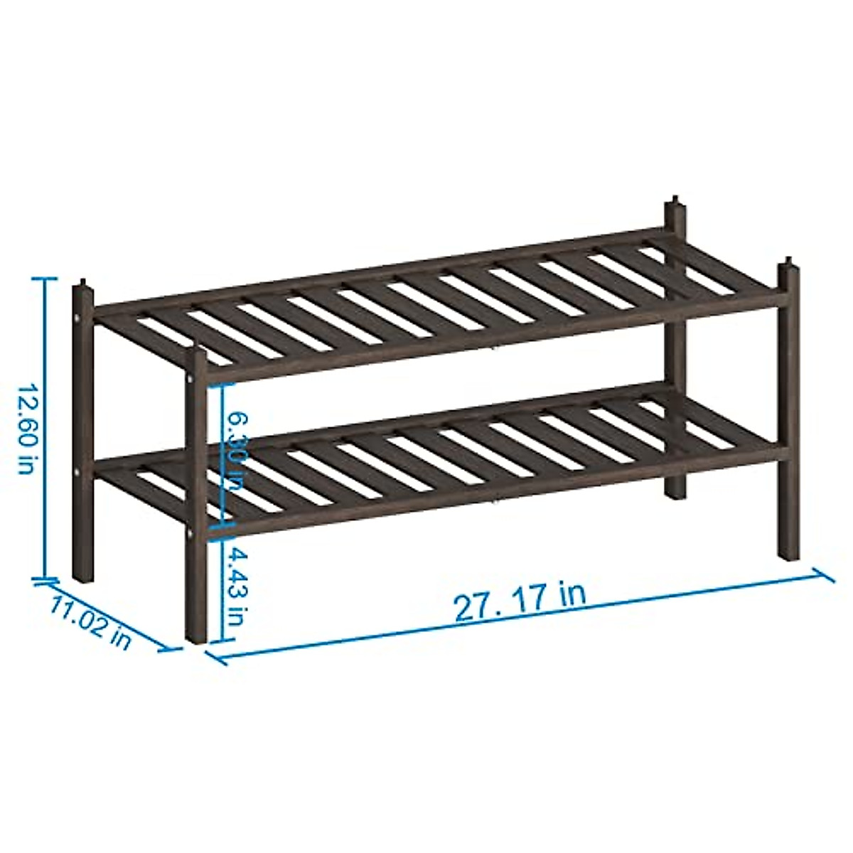 VERTORGAN Shoe Rack, 2 Tier Bamboo Shoe Shelf Storage Organizer for Entryway, Hallway, Closet and Living Room (Mocha)
