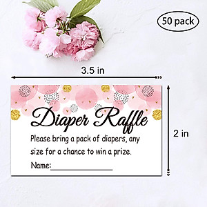 50 Pink Wave Point Diaper Raffle Tickets for Baby Shower Invitation Inserts, Baby Shower Game Cards.