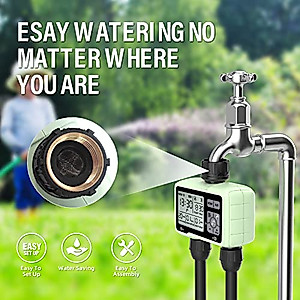 Sprinkler Timer, SOYUS Programmable Water Timer Outdoor Garden Hose Timer with Rain Delay/Manual/Automatic Watering System,Waterproof Digital Irrigation Timer System for Lawns, Yard and Pool, 2 Outlet