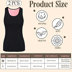 Sintege 2 Pcs Thermal Tank Top Womens Fleece Lined Underwear Tops Undershirt for Women Cotton Cami Warm Base Layer Vest(Medium,Black)