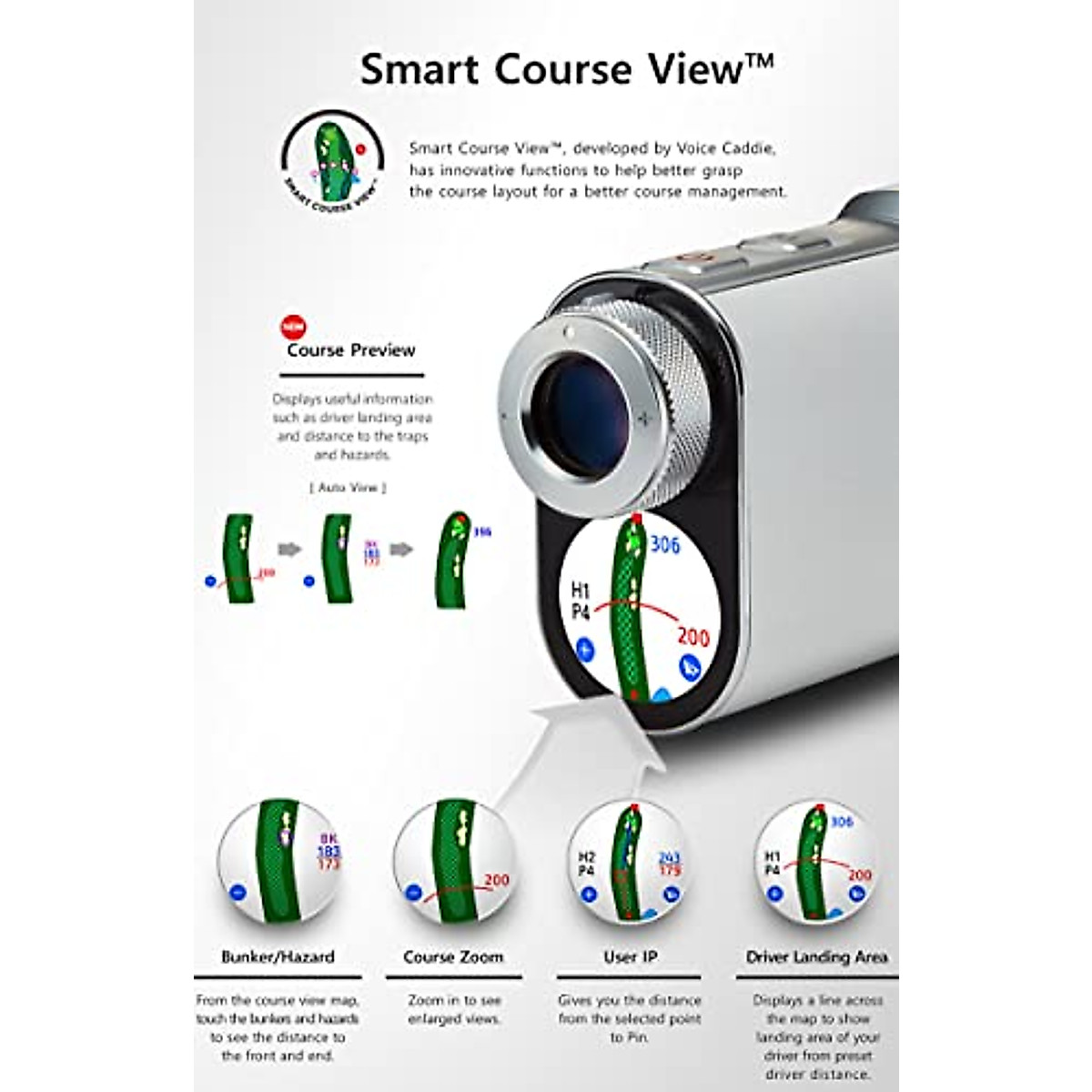 Voice Caddie SL2 Golf GPS Laser Rangefinder | Distance Measuring Flag Pole Locking Vibration | Slope Mode Tournament Switch | Continuous Scan | 6X Magnification | 1,000 Yards | USB Rechargeable