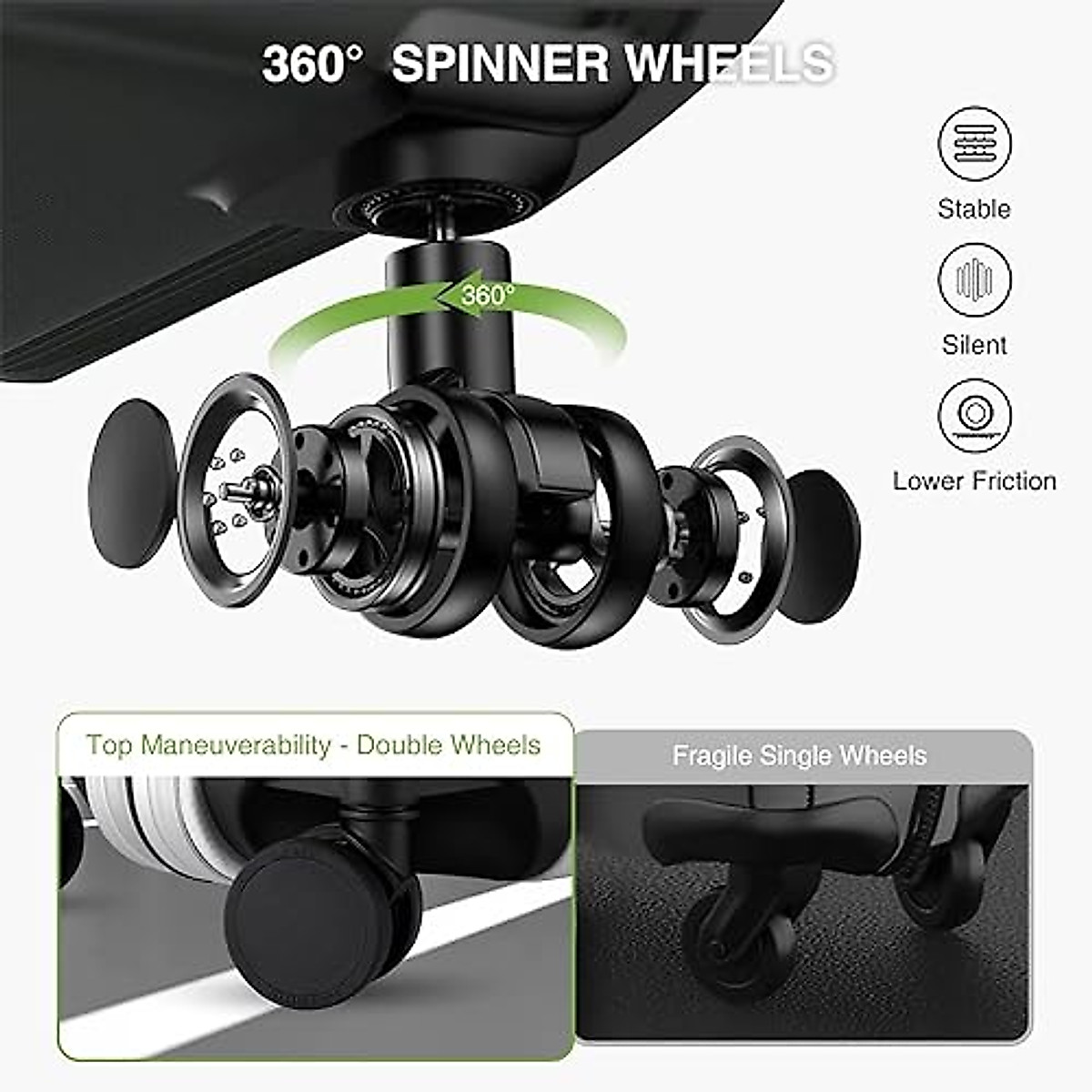 LUGGEX Carry On Luggage with Aluminum Frame, Polycarbonate Zipperless Luggage with Wheels, Black Hard Shell Suitcase 4 Metal Corner