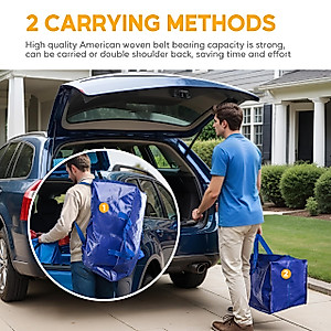 10 Pack Oversized Heavy Duty Moving Bags with Backpack Straps, Strong Handles & Zippers, Extra Large Storage Tote Moving Boxes for Space Saving, Blue