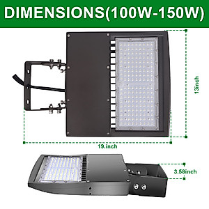 OSTEK LED Parking Lot Lights 100W LED Shoebox Street Pole Lighting, Waterproof 14000LM Outdoor Commercial Area Road Lighting 5000K 100-277V DLC UL (Yoke Mount Bracket, 100W - 5000K)