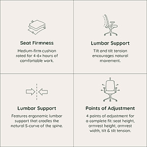 Branch Daily Chair - Vegan Leather Office Chair with Swivel, Lumbar Rest, and Adjustable Armrests - Comfortable Seating for Improved Posture and Productivity - Dune