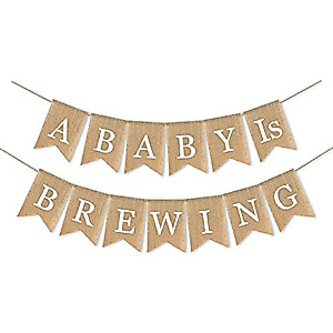 SWYOUN Burlap A Baby is Brewing Banner Baby Shower Party Garland Mantel Fireplace Decoration Supplies