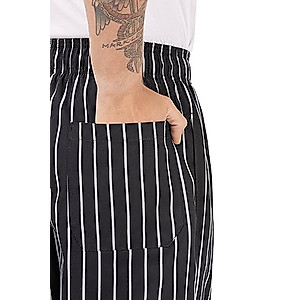 Chef Works Men's Designer Baggy Chef Pants, Black W/ Chalk Stripe, Large
