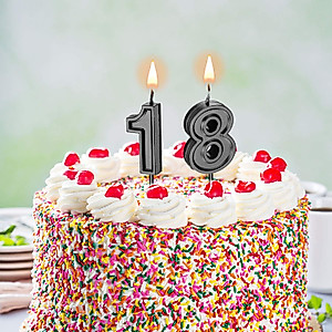18th Birthday Candles Cake Numeral Candles Happy Birthday Cake Candles Topper Decoration for Birthday Party Wedding Anniversary Celebration Supplies (Black)