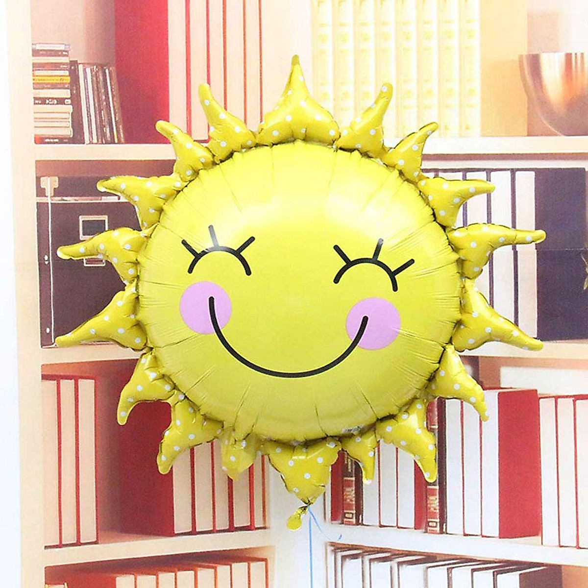 HAIOPS Sun Flower Foil Balloons Smiley Sunshine Sun Aluminum Balloon Birthday Wedding Decoration 26 Inch, 5 Pcs