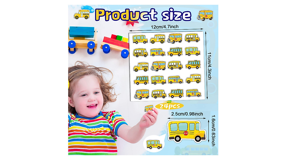 480 Cute Yellow School Bus Stickers for Kids & Teachers