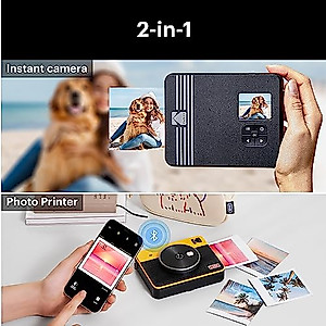 KODAK Mini Shot 3 Retro 4PASS 2-in-1 Instant Digital Camera and Photo Printer (3x3 inches) Initial 8 Sheets + 60 Sheets Gift Bundle, Yellow (NOT Zink)