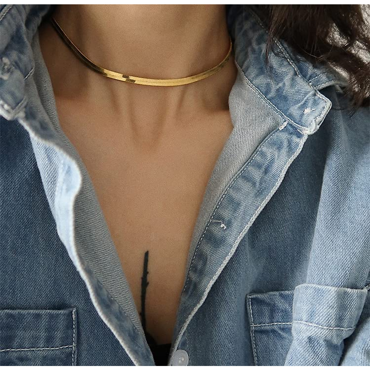 MOONLIT DEW 18K Gold Necklace for Women 3 Layered Necklaces for Women Choker CZ Emerald Birthstone Necklace for Women