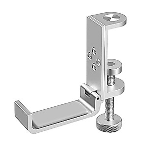 aplslpa Foldable Headphone Stand Hanger Holder Aluminum Headphone Clamp Hook Under Desk, Save Space Headphone Hanger Holder for Universal Headphones (Platinum Silver)
