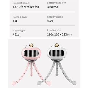 Baby Stroller Fan rechargeable 130 °Automatic Swing Handheld Personal Portable Clip On Fan With Flexible Tripod Desk Fan Ultra Quiet USB Fans Bike Treadmill Crib Car Seat Outdoor Camping Office