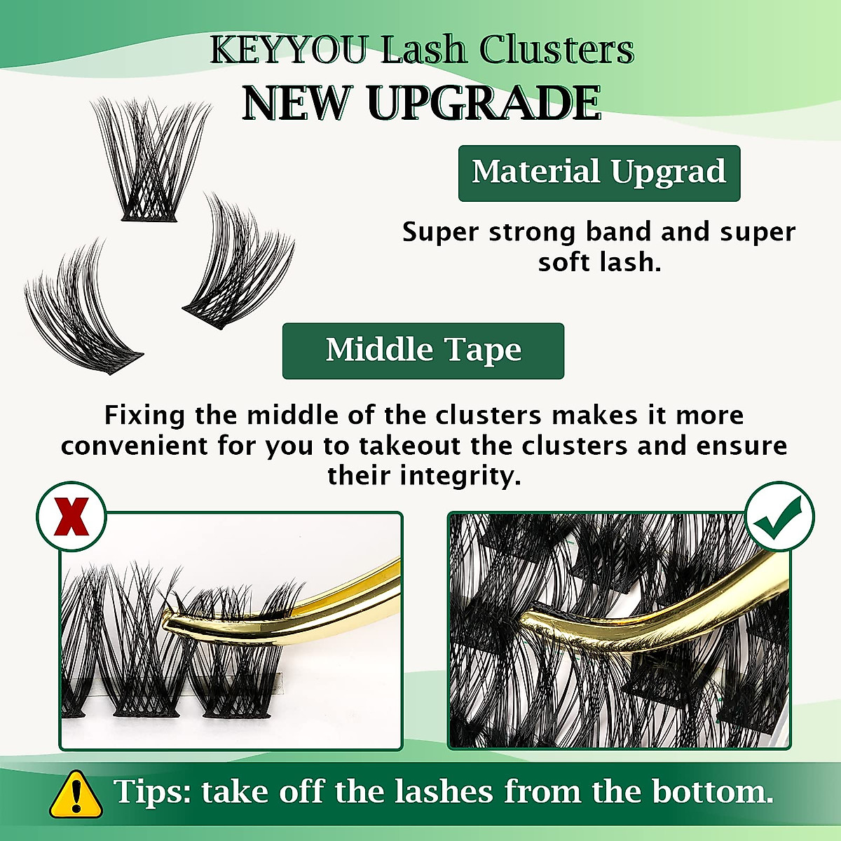 Lash Clusters,96 Pcs Cluster Lashes C Curl 10mm DIY Lash Extensions Eyelash Clusters,KEYYOU Volume Wispy Individual Lashes Soft&Comfortable Easy DIY at Home(Y01,C-10mm)