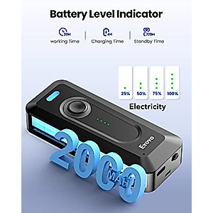 Eyoyo 2D Bluetooth Barcode Scanner Wireless with Clip, 2000mAh Battery with Level Indicator, Portable Mini QR Bar Code Reader for Library Book Inventory Compatible with iPhone, iPad, Android Phone