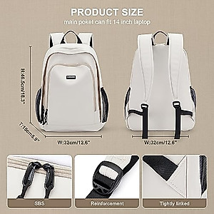 coowoz College Backpack Waterproof White College Bags For Women Lightweight Travel Rucksack Casual Daypack Laptop Backpacks For Men Women(White)