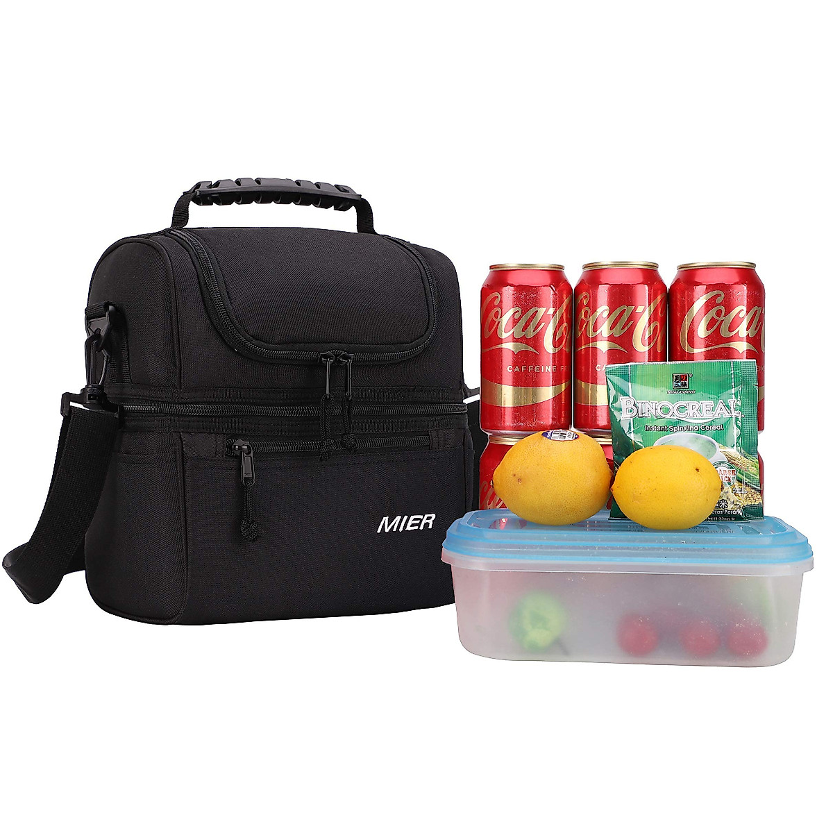 MIER 2 Compartment Lunch Bag Small Lunch Box Bundle