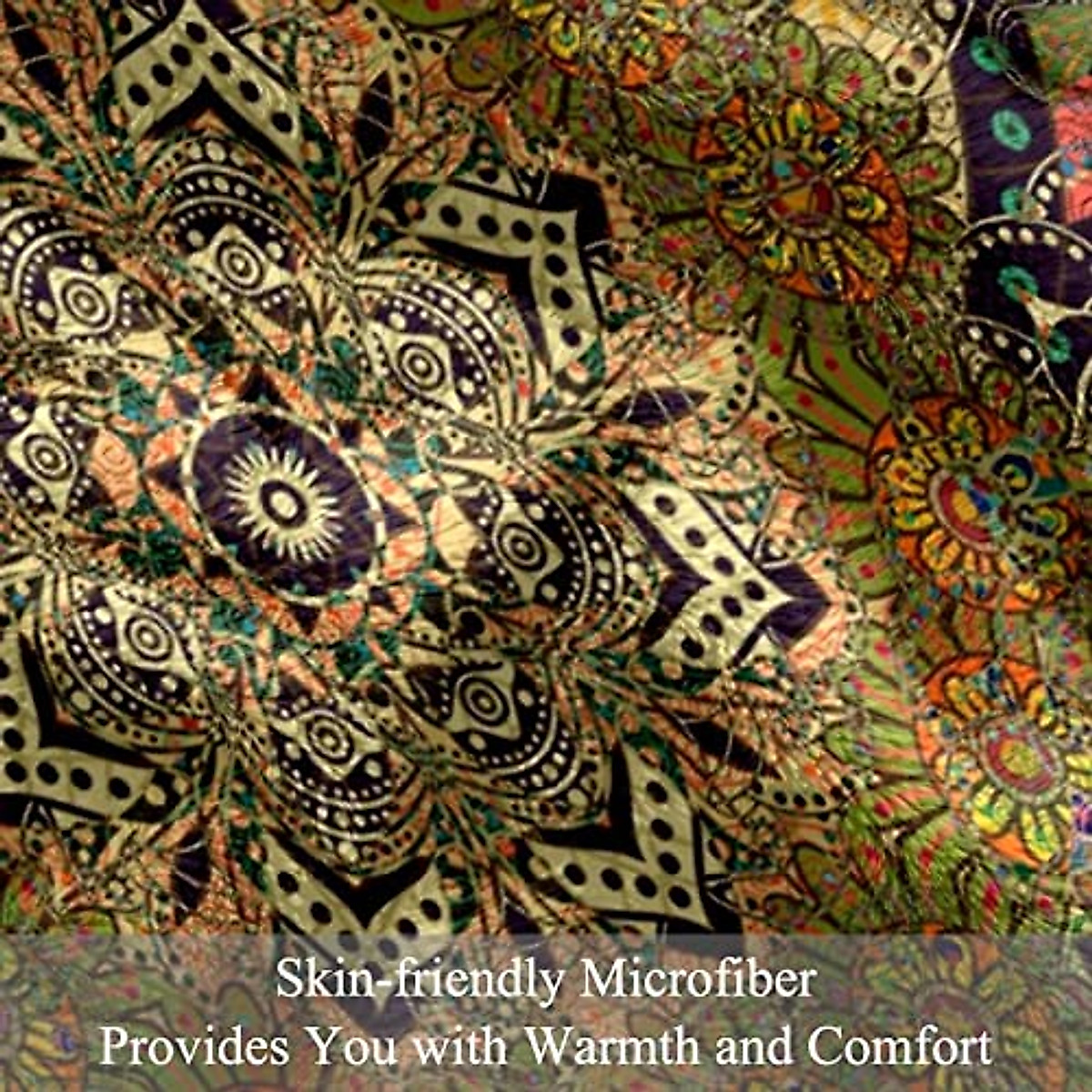 Throw Blanket Lightweight Microfiber Fleece Blanket,Paisley Floral Mandela,Soft Cozy 59.0x78.7 Bed Blankets
