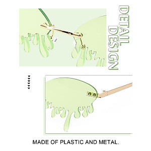 GEMILY Fashion Green Sunglasses Tear Dripping Glasses Novelty Shape Flame Outdoor Eyewear Oval Festival sunglasses for Women and Girls