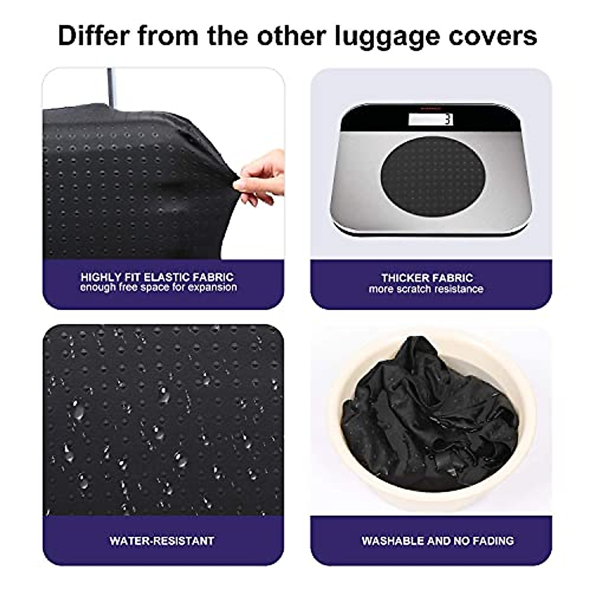 7-mi Travel Luggage Cover Protector, Washable Suitcase Protector Anti-scratch Spandex Baggage Covers Fits 23-25 Inch Luggage