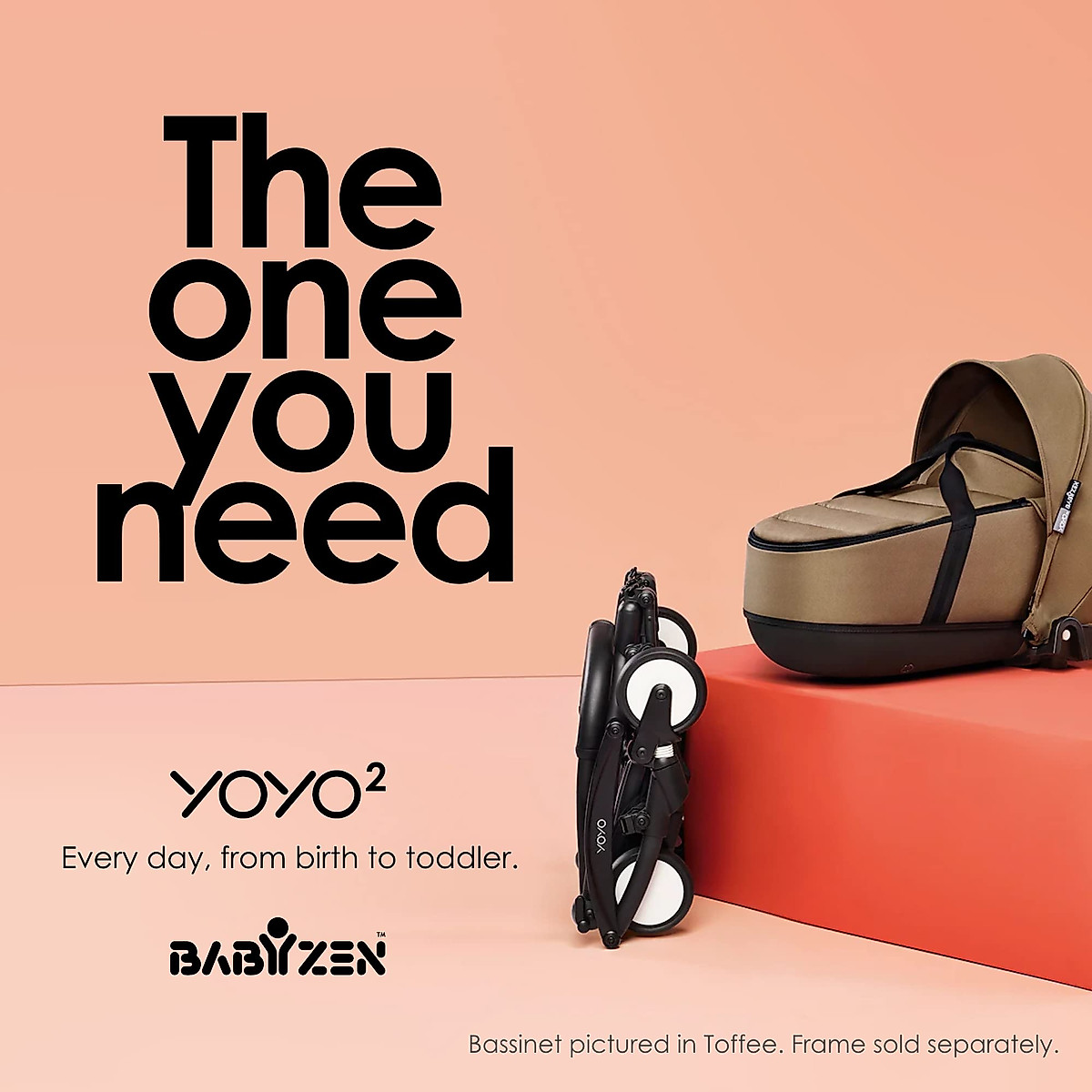 BABYZEN YOYO 0+ Bassinet, Red - Includes Thick Double Mattress, Ventilated Shell & Canopy - Requires YOYO2 Frame (Sold Separately)