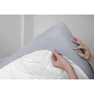 The Shrunks All-In-One Waterproof Mattress Protector Fitted Sheet for Baby Cribs and Toddler Beds Soft Natural Tencel Grey Fabric for Girls or Boys Perfect for Shrunks Toddler Travel Bed Air Mattress