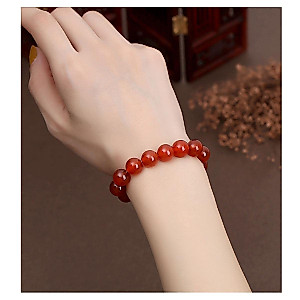 My Own Tong 2 Pcs Carnelian Crystal Bracelet Natural Healing Gemstone Bracelet, Anxiety Stress Relief Jewelry ,8mm Semi Precious Stone Bracelets for Men Women (Red-2pcs)