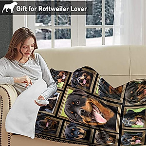 Rottweiler Blanket for Women Men, Rottweiler Gifts for Rottweiler Dog Lover, Super Soft Fuzzy Dog Throw Blanket Rottweiler Decor Plush Gift for Birthday Christmas 60x80 inch