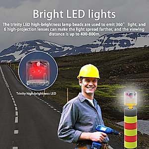 QXMH Solar Strobe Warning Light: Flashing Super Bright 360 Degree, Automatically Turn On&Off, Traffic Light Emergency Strobe Lightfor Construction, Dock, Marine,Crane Tower, Factory (White)