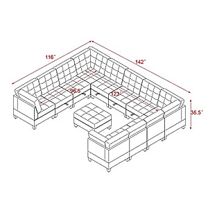 Free Combination Sectional Sofa Oversized Reversible Modular Couch U Shaped Corner Sofá Upholstered Deap Seat Sleeper Couches Bed with Storage for Living Room,7 Single Chairs,4 Corners,1 Ottoman