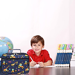Lunch Bags for Kids Boys Insulated Lunch Boxes Cooler Toddler Lunch Tote Bag Thermo Picnic Bag for School Children(Truck-Navy Blue)