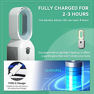 Microionxyz F8-AR Anion fans，air purifier machine ，No Consumables，Remove smoke，pollen，odor，suitable for Living room, office,automotive，travel，petting room, (F8-purifier)