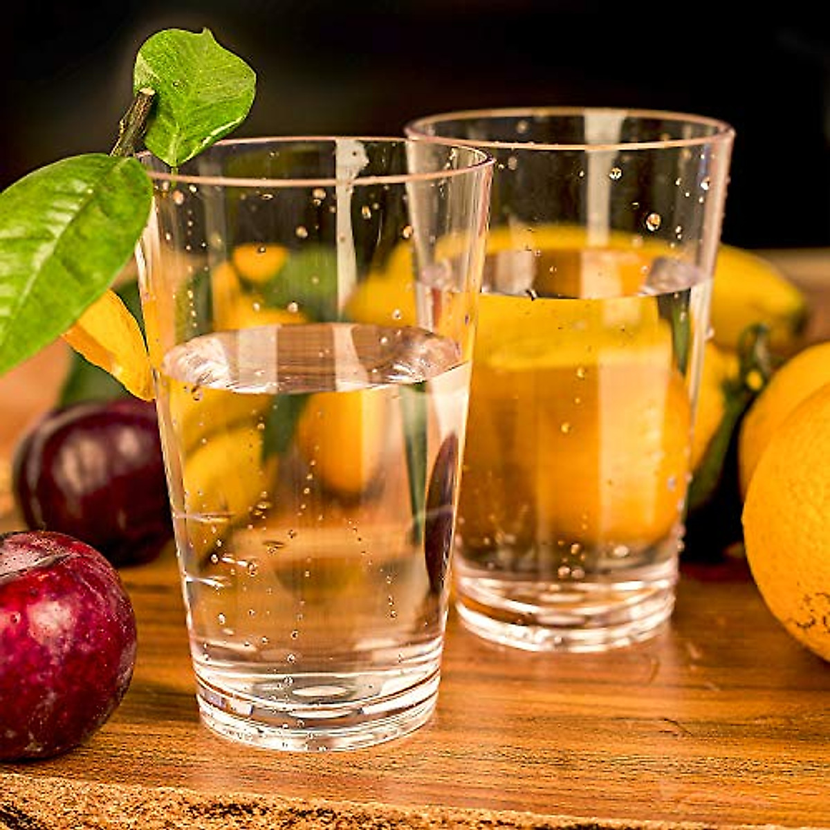 AOYITE 18-ounce Plastic Tumblers Water Juice Cups Dishwasher Safe BPA-free Clear Set of 6 Premium Quality Drinking Glasses