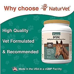 NaturVet MSM Methylsulfonylmethane Pure Joint Support Supplement for Horses, Powder, Made in The USA with Globally Source Ingredients 2 Pounds