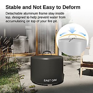 EAST OAK 21'' Fire Pit Cover for Outdoor Smokeless Firepit, 500D Heavy Duty Fabric Bonfire Pit Accessories for Camping, Waterproof, Dustproof, and All-Weather Resistant, 21.26"Dia X 13.97"H, Black