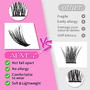 ALIVER DIY Eyelash Extensions Kit, Single Cluster Eyelashes 280 Pcs Extensions Super Thin Cluster Eyelashes, Easy to Wear, Single Lash Clusters for Halloween Makeup(30D&40D Mixed, 9-16mm 280Pcs)