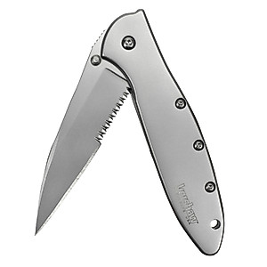 Kershaw Leek Black Serrated EDC Pocketknife, 3" Sandvik 14C28N Steel Blade & Leek Serrated EDC Pocketknife, 3" Sandvik 14C28N Steel Blade, assisted opening Folding Knife