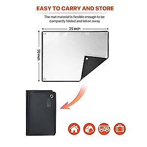 Elayce High-Temperature Resistant, Waterproof, and Portable BBQ Mat - 20"x25" with Adjustable Size and Four Corner Holes for Gas, Charcoal, and Electric Grills