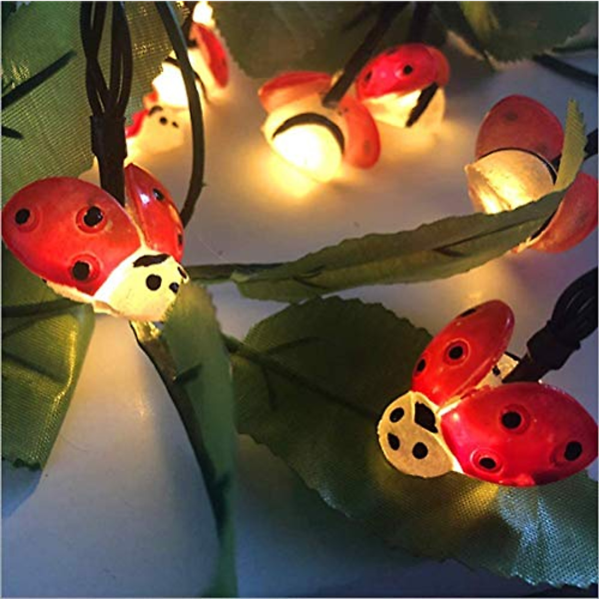 30LEDs Ladybug String Lights,AMZSTAR Waterproof Solar Light Indoor/Outdoor Decorative String Lights,Fairy Twinkle Wire Lights Solar Rope Light Decor for Christmas/Patio/Garden/Party (Warm whtie)