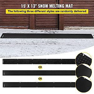 VEVOR, 15ft x 13in Walkway, 120V Ice, PVC Heated 6ft Power Cord, Slip-Proof, Ideal Winter Outdoor Snow Mat, 2'' per Hour Melting Speed, Black