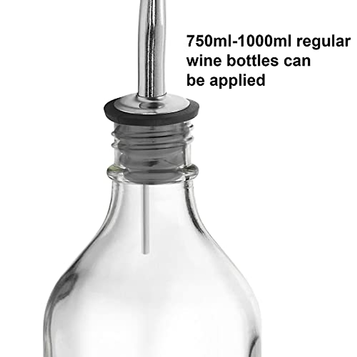 BokWin 6PCS Stainless Steel Pourers,Liquor Pour Spouts Set with Rubber Dust Caps - Classic Bottle Pourers Tapered Spout Suitable for About 3/4" Bottle Mouth