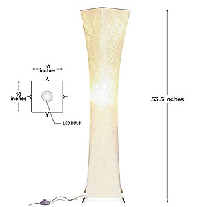 Brightech Harmony Contemporary Lamp for Boho Living Rooms & Offices, LED Floor Lamp for Bedrooms, Tall Lamp with Heavy Base, Mid-Century Modern Standing Lamp for Great Living Room Décor – White Shade