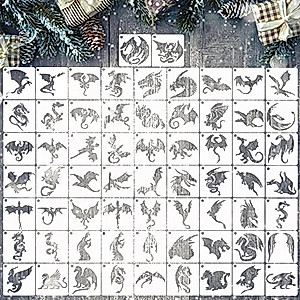 65 Pieces Dragon Stencils for Painting, Small Reusable Dragon Stencil Template DIY Craft Paint Stencils for Painting on Wood Wall Card Rock Decor (Dragon)