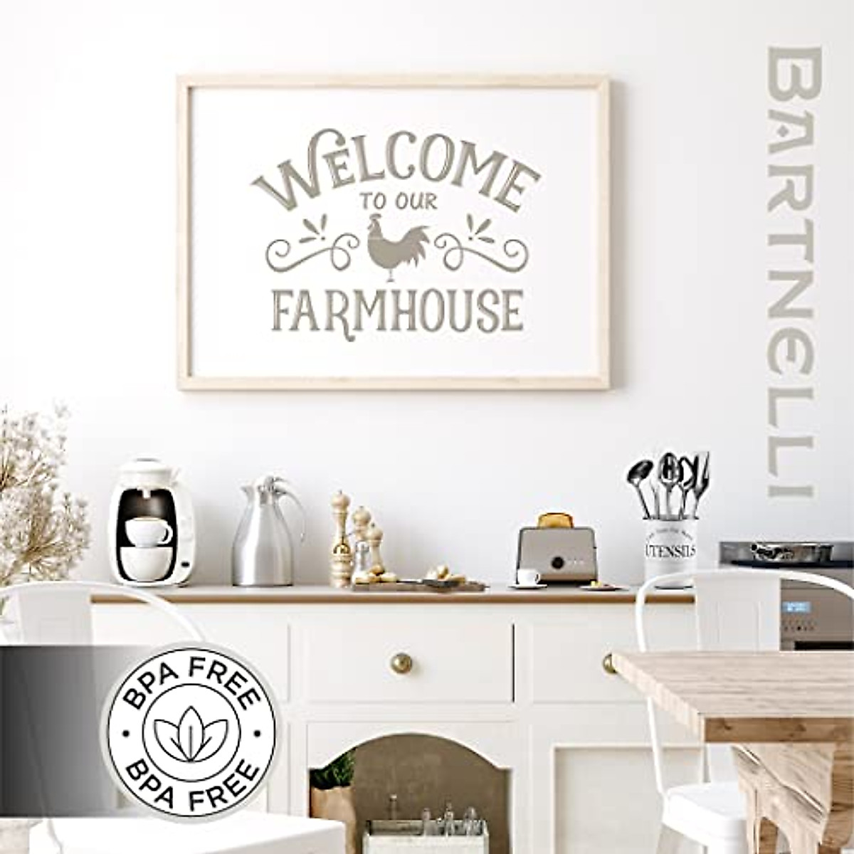 Bartnelli Large Kitchen Utensil Holder Organizer For Countertop, Farmhouse Storage Caddy With Stable Padded Base