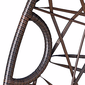 Christopher Knight Home Isaiah Indoor/Outdoor Wicker Tear Drop Hanging Chair (Stand Not Included), Multi-Brown and Tan