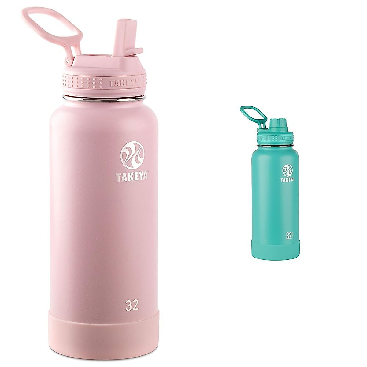 Takeya Actives Insulated Stainless Steel Water Bottles with Lids, 32 Ounce